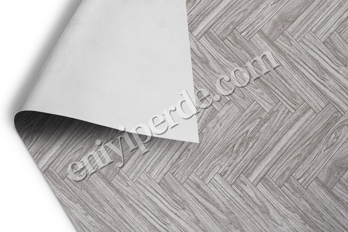 1 Metre En - PARKE DESEN BEJ-GRİ - PVC Zemin Kaplama - Keçeli Kalın ...